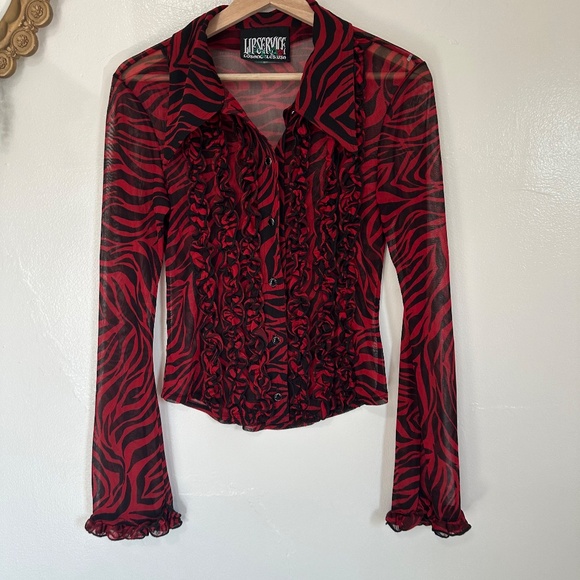 Lip Service | Tops | Lip Service Los Angeles Y2k Red Black Tiger Print ...